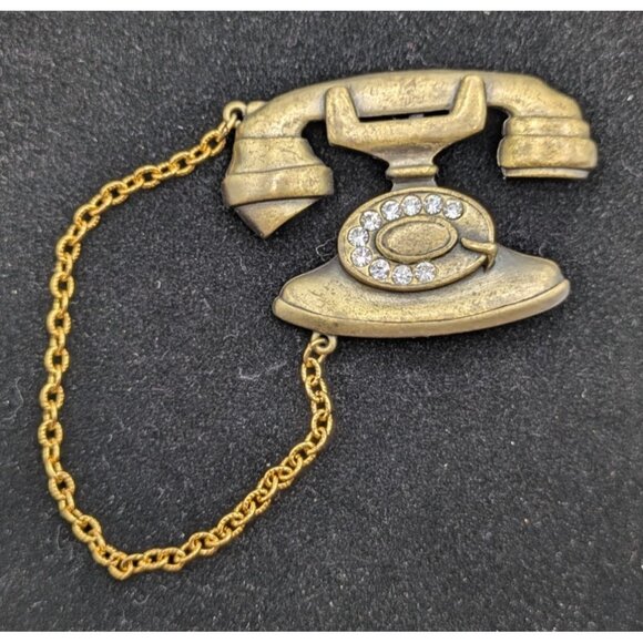 JJ Jonette | Jewelry | Vintage Jj Rotary Telephone Brooch Pin Gold Tone ...